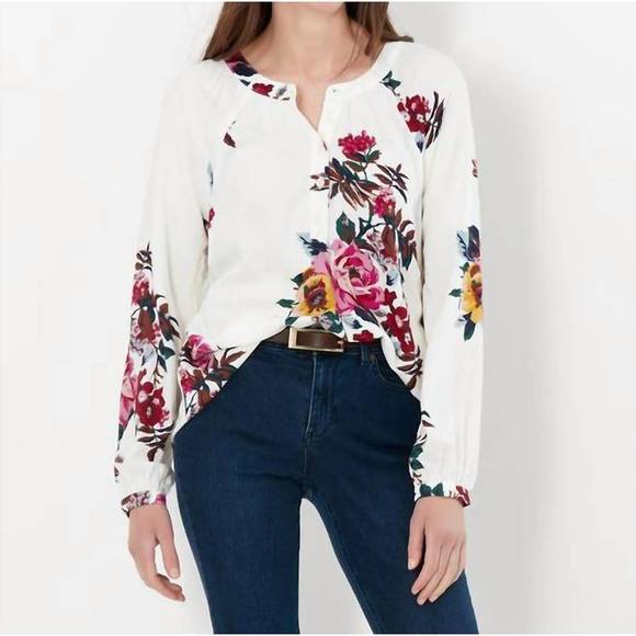 Joules | Tops | New Joules Rosamund Floral Print Long Sleeve Blouse In ...